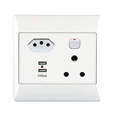1X16A + 1 Euro + USB Socket Outlet 4X4 with White Cover - IH-Tech ...